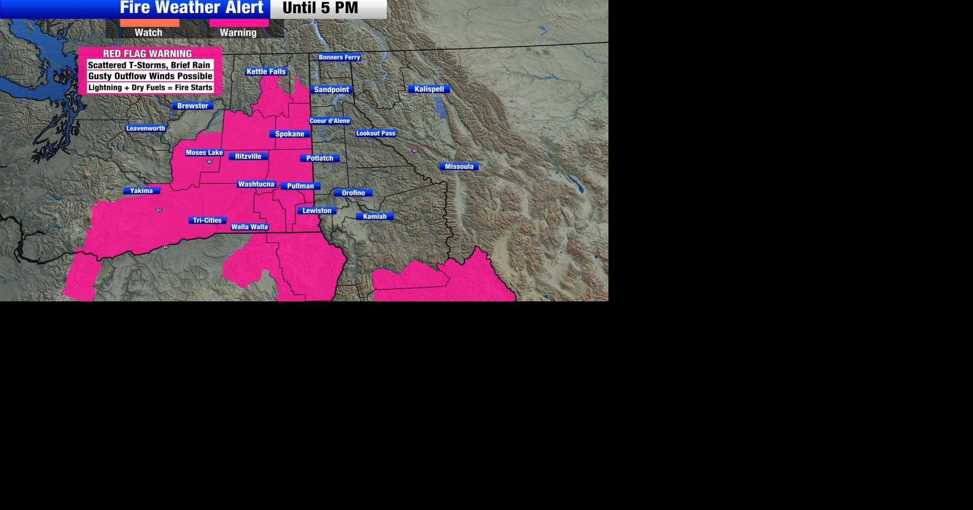 Red Flag Warning in place for chance of thunderstorms and lightning ...