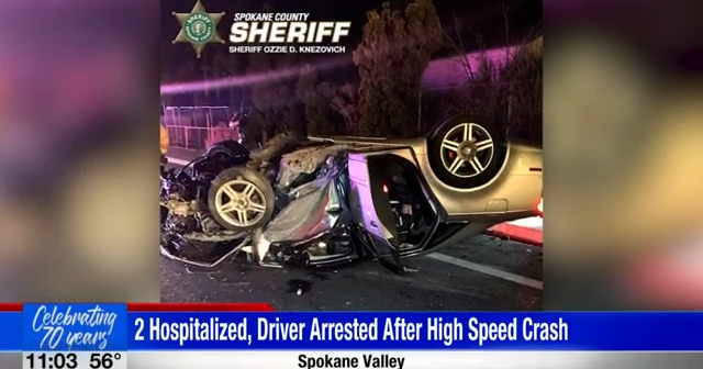 Two hospitalized, driver arrested after high speed crash in Spokane ...