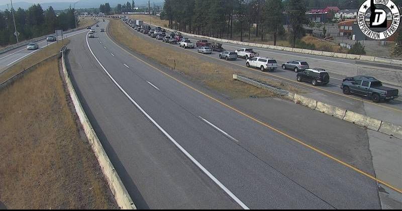 Traffic slows on westbound I-90 near Post Falls due to major paving ...