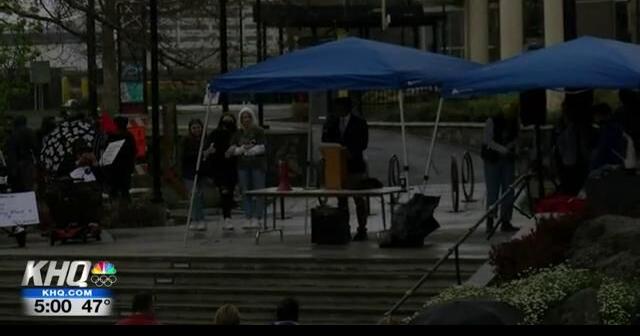 Humanizing Spokane holds march to advocate for an end to homelessness ...