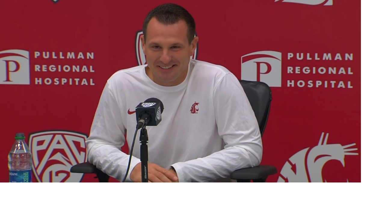 WSU Football Coach Jake Dickert speaks with media following win against ...