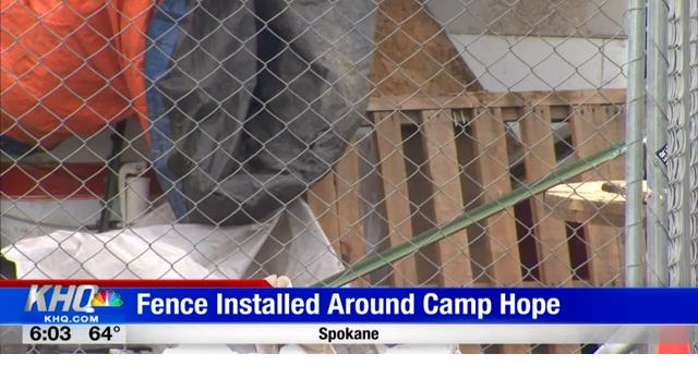 WSDOT installs fence around Camp Hope | Spokane News | khq.com