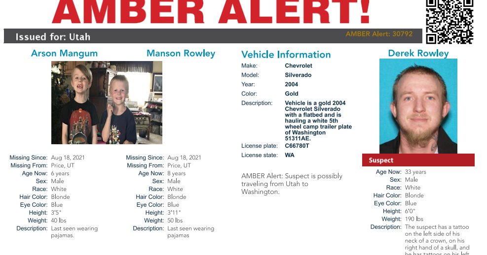 Deputies take Utah amber alert suspect into custody, both children ...