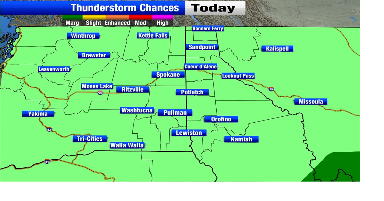 Rain and chance of thunderstorms expected in Spokane today | Weather ...