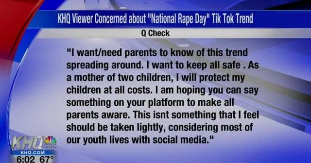 'National Rape Day' warnings spread across TikTok | Spokane News | khq.com