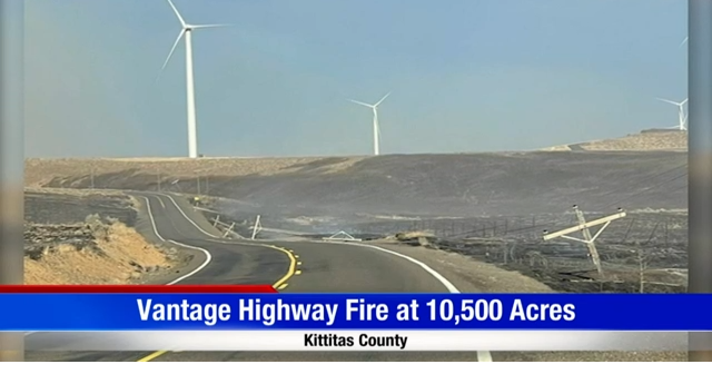 Vantage Highway Fire burning 10,500 acres in Kittitas County ...