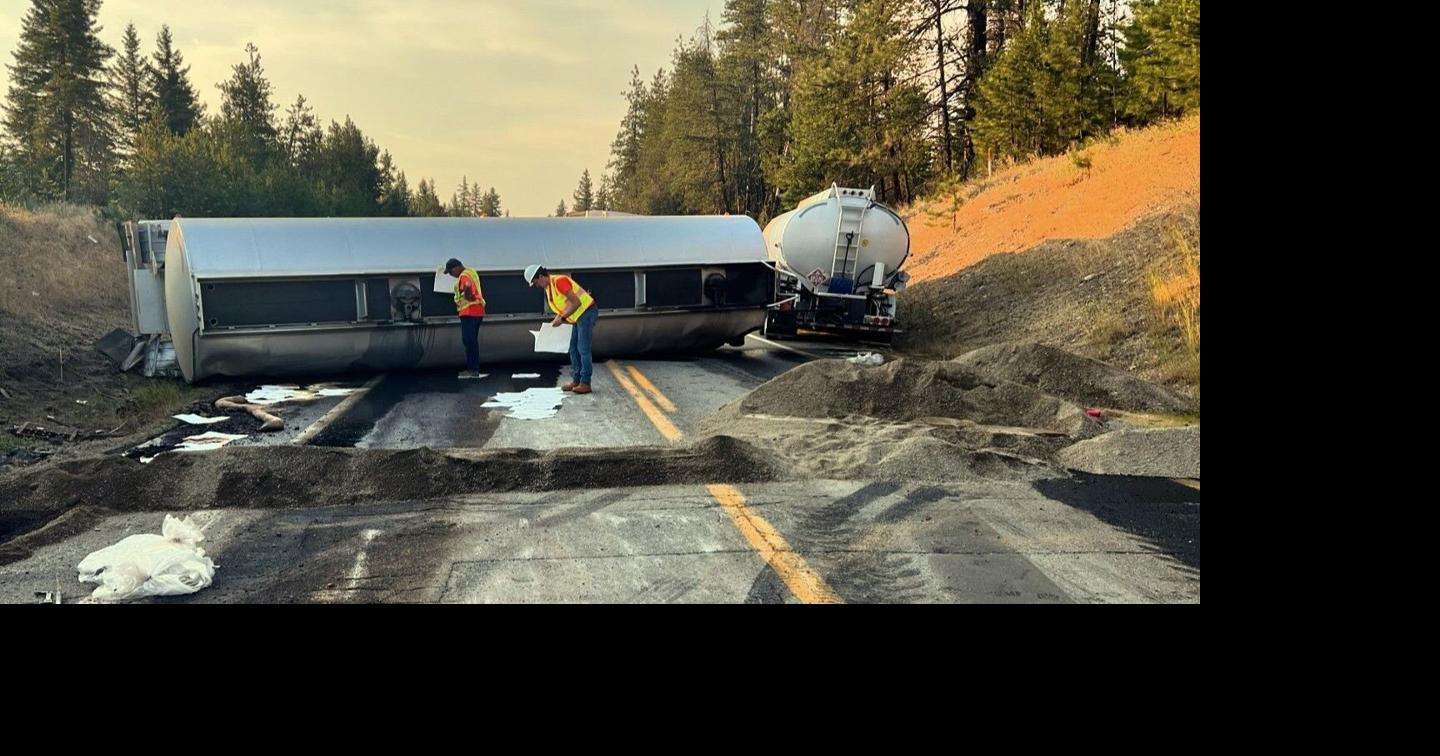 Tanker truck crash causes 2,000 gallon spill in Kootenai County ...