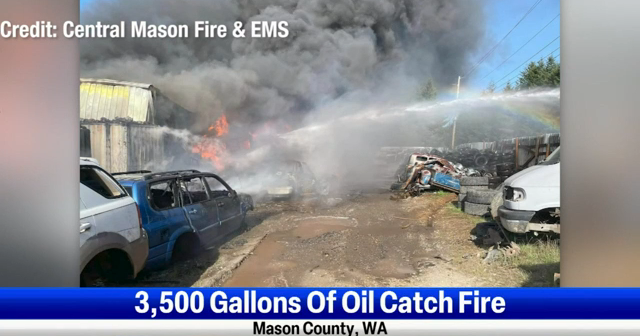 3,500 gallons of oil catch fire in Mason County auto wrecking yard ...