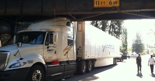 KHQ EXCLUSIVE: Semi Truck Gets Stuck Under Railroad Bridge Causing ...