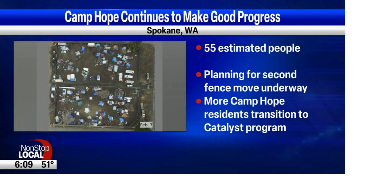 Spokane's Camp Hope continues to shrink, population down to about 55 ...