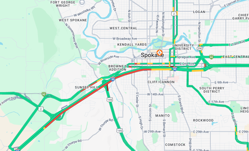 Minor injury crash blocks eastbound I-90 lane in Spokane, causes ...