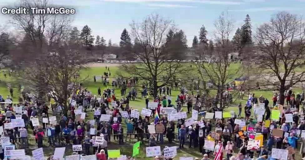 Protesters in Spokane rally against Trump and Elon Musk in nationwide ...
