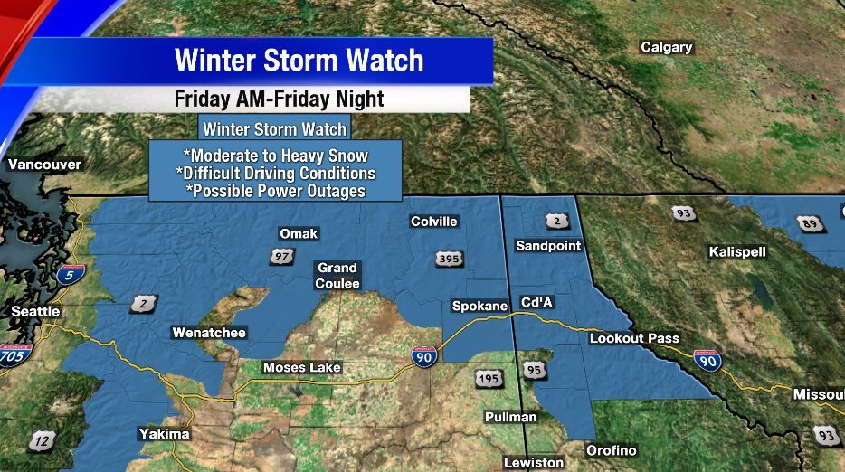 Winter Storm Watch Issued for Friday Snow | Spokane News | khq.com
