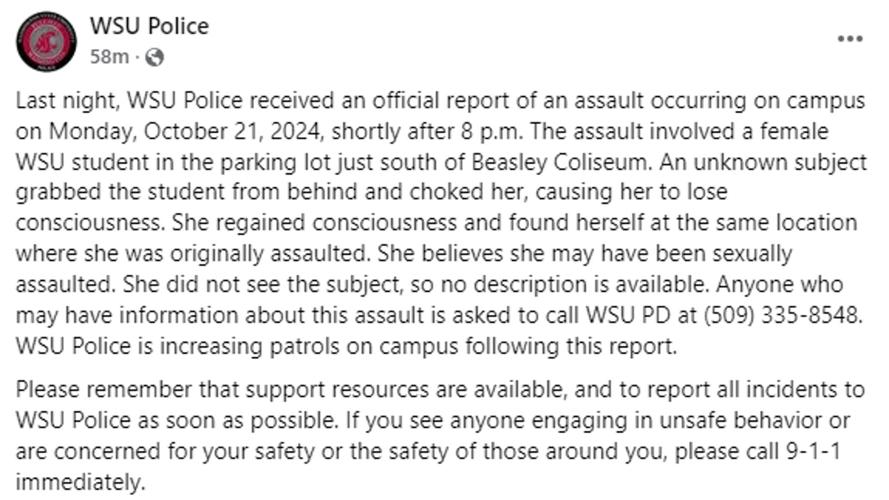 Female student attacked on WSU campus, police search for suspect ...