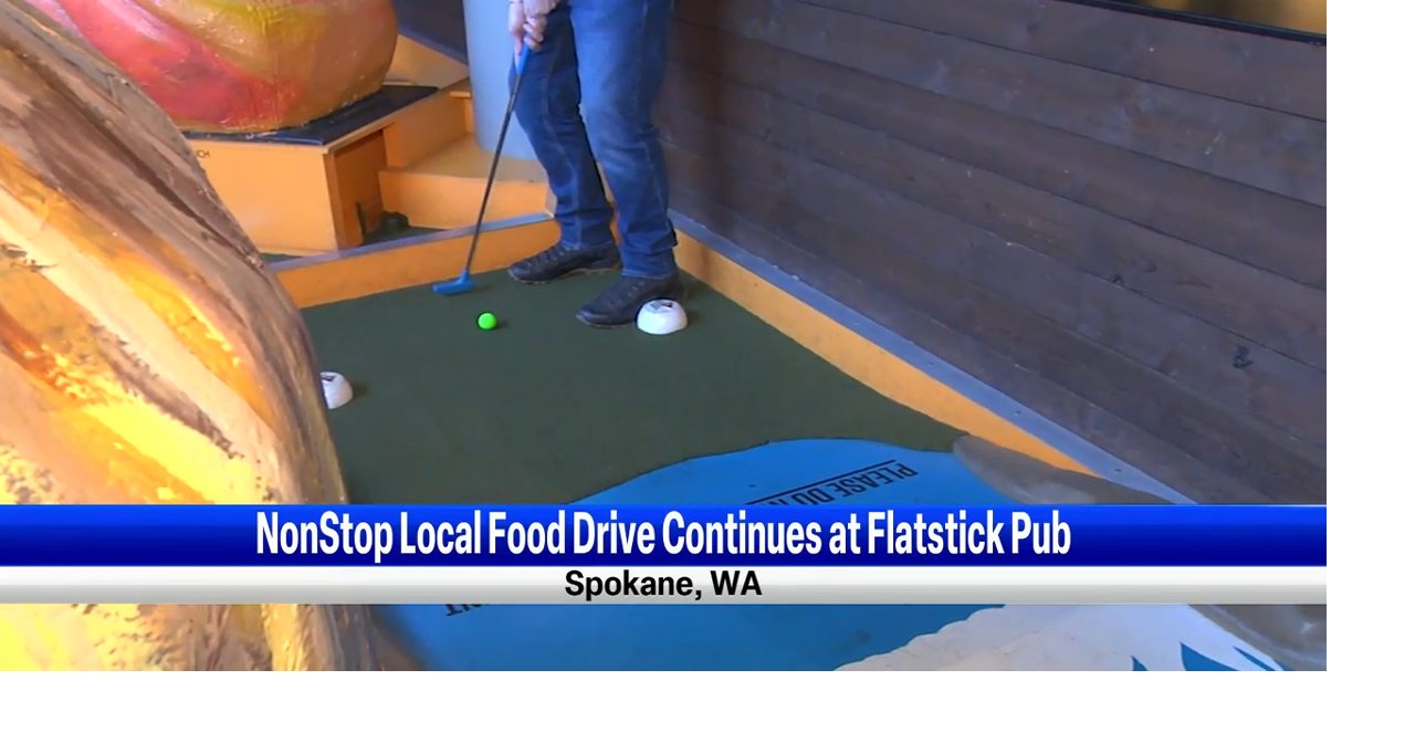 Putting for this week's NonStop Local Giving winner at Flatstick Pub ...