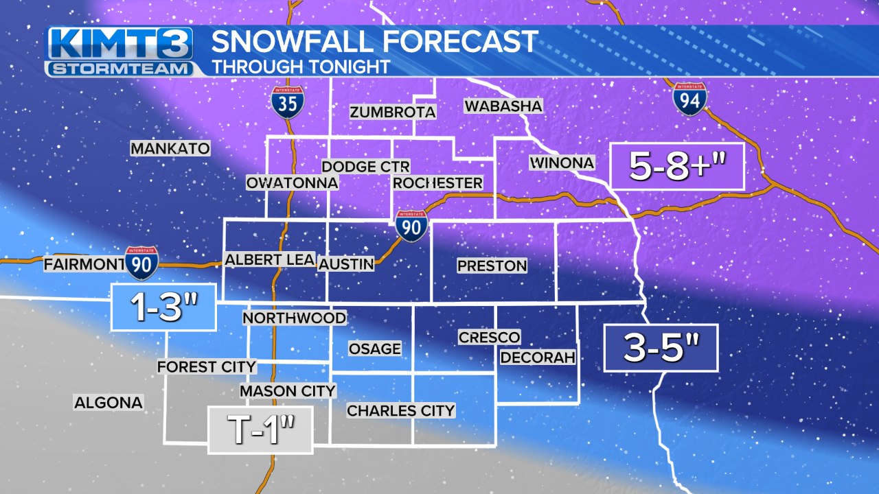 StormTeam 3: Snow, travel impacts Thursday, cold weekend | News | kimt.com