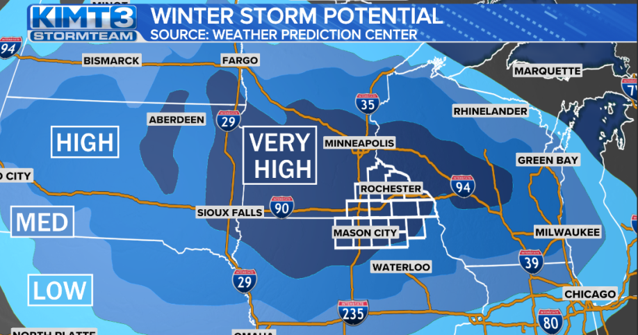 Potential for impactful winter storm later this week | News | kimt.com