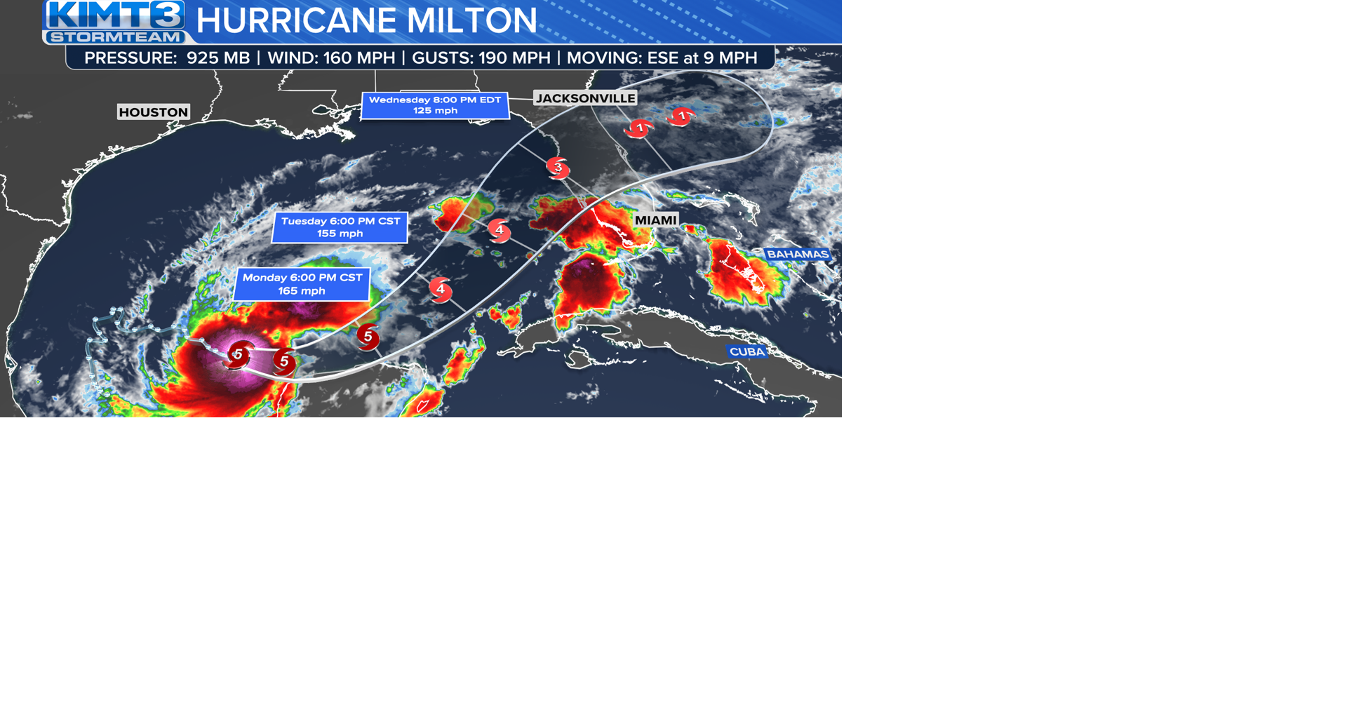 Milton rapidly intensifies to Category 5 hurricane, second of 2024 ...