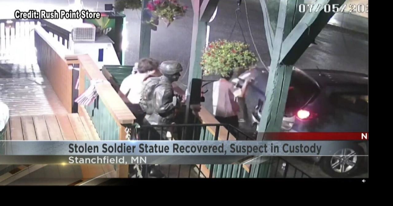 Stolen soldier statue recovered in Minnesota, suspect in custody ...