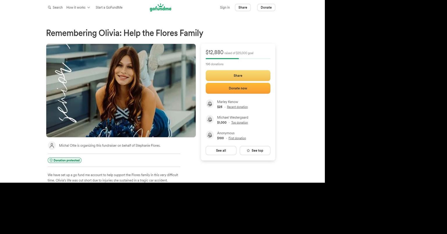 GoFundMe 'Remembering Olivia: Help the Flores Family' set up after teen ...