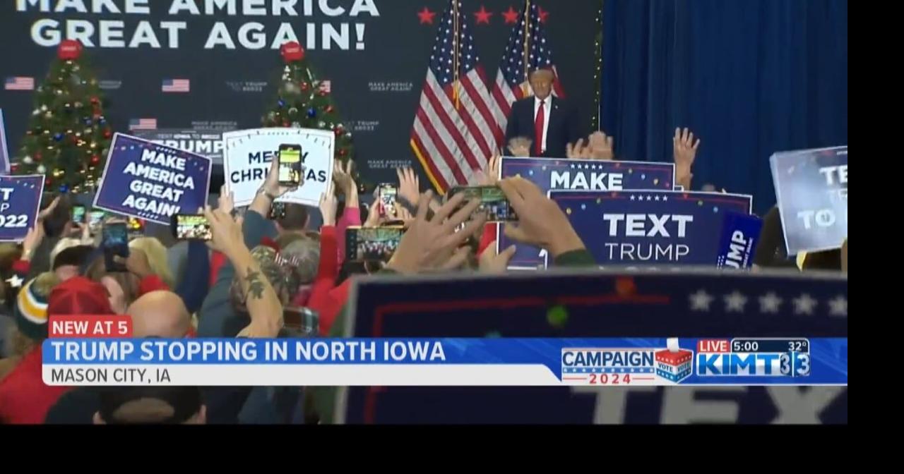 Former president Donald Trump holds rally in Mason City ahead of Iowa ...