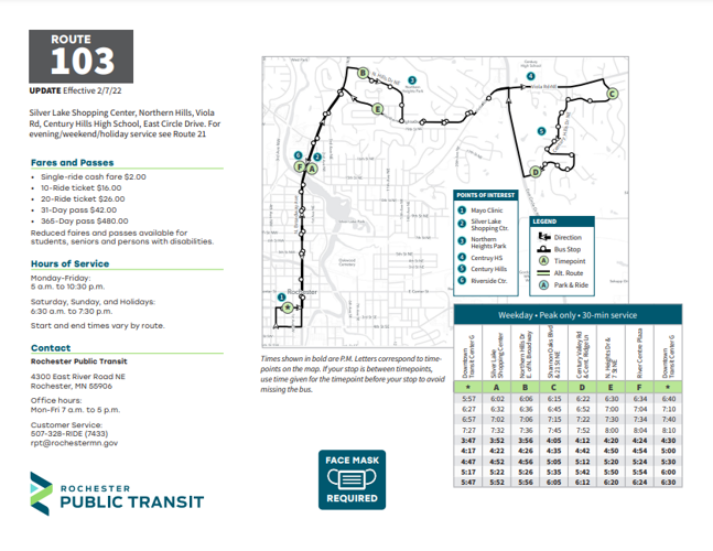 RPT starts updated bus schedules Monday for three routes | News | kimt.com