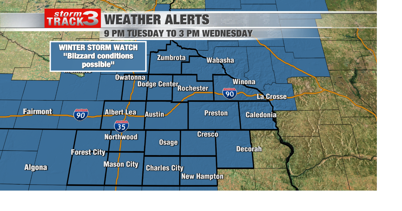 StormTrack 3: Very warm Monday, impactful winter storm Tuesday/Wednesday | News | kimt.com
