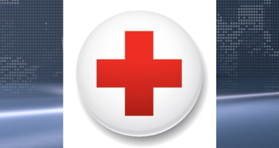 red background white cross logo