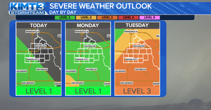 Severe weather chances continue for the start of the week | News | kimt.com