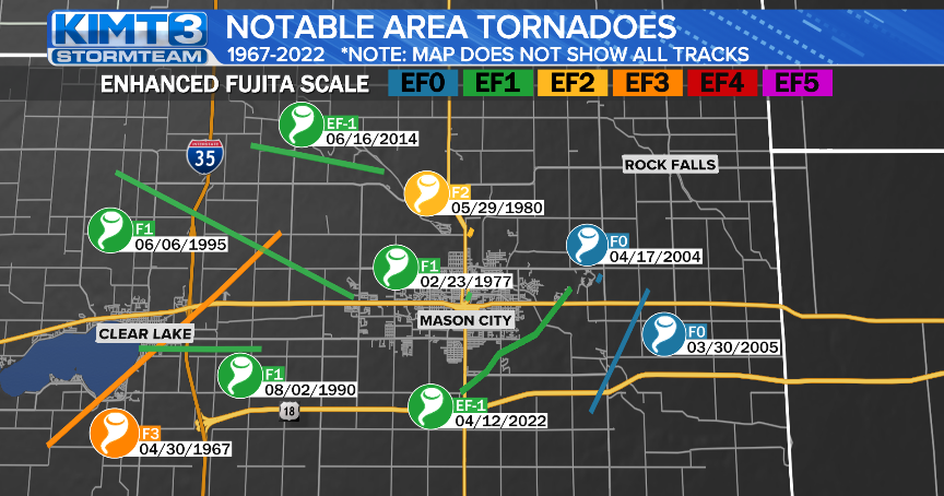Notable tornadoes that affected the Mason City, Clear Lake areas over ...