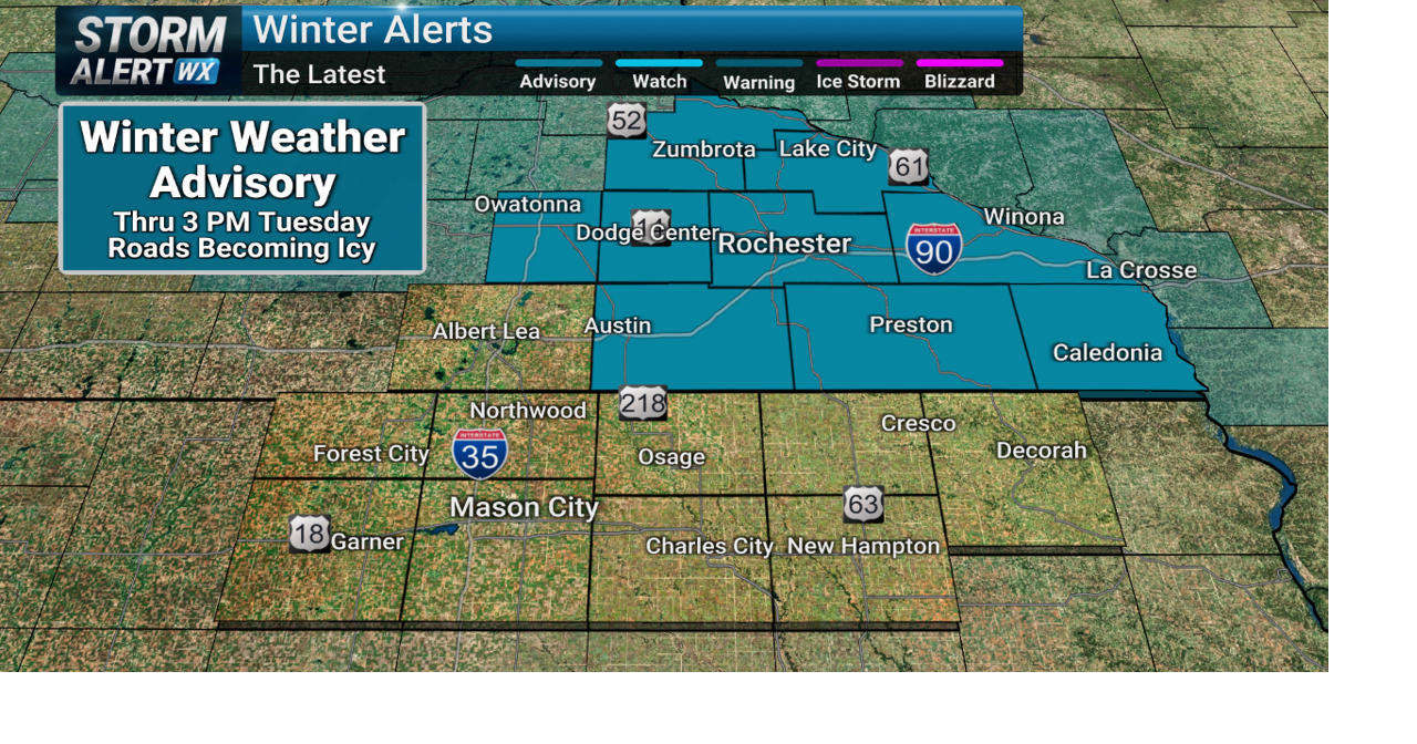 Winter Weather Advisory issued in SE Minnesota for icy roads | News ...