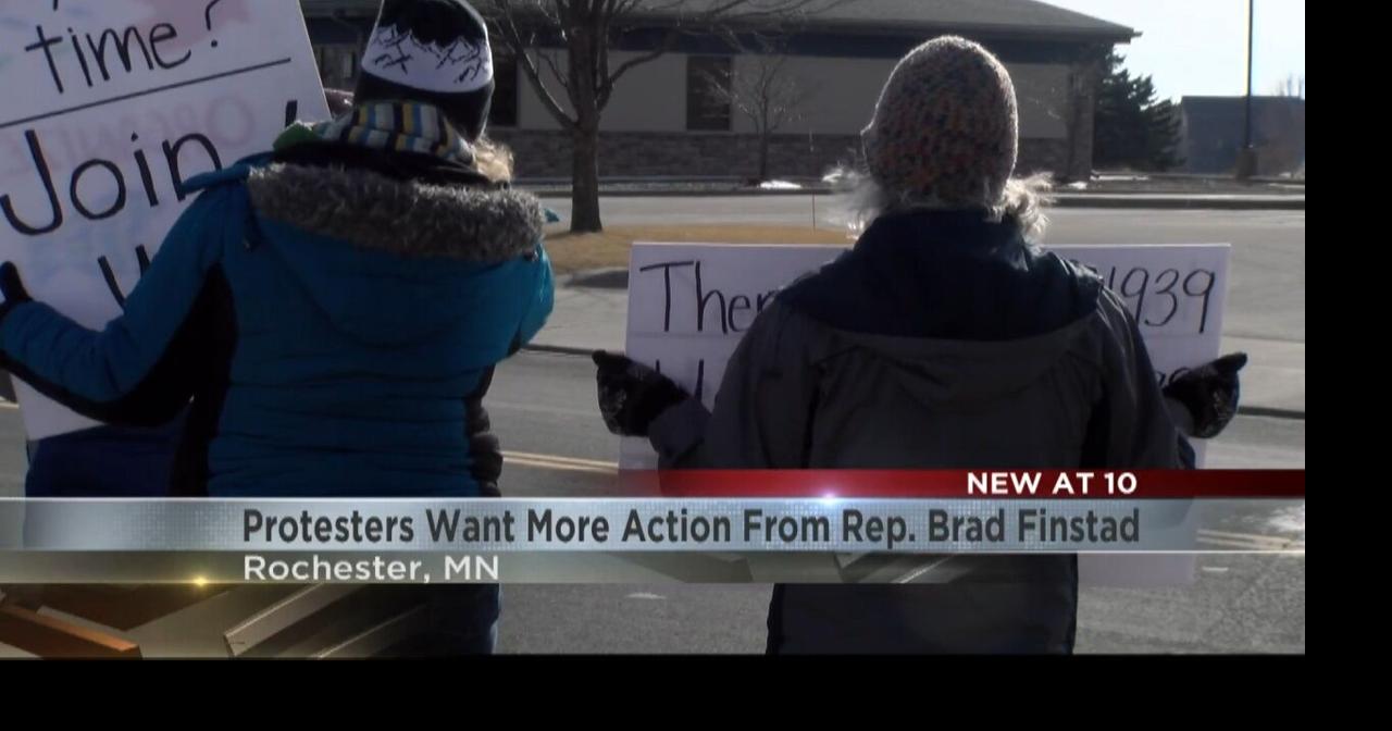 Protesters want more action from Rep. Brad Finstad | News | kimt.com