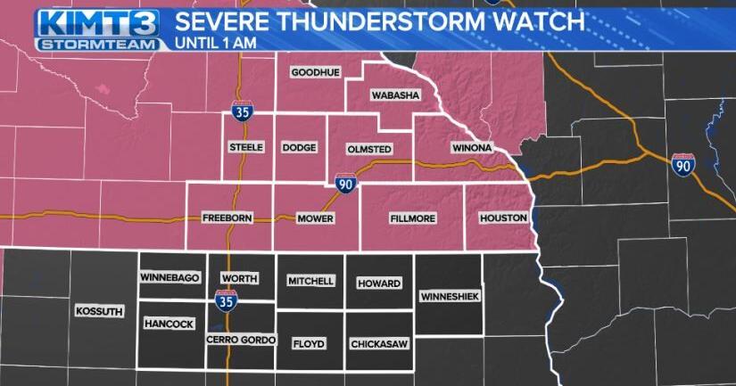 Severe Thunderstorm Watch issued through 1 AM tonight | News | kimt.com