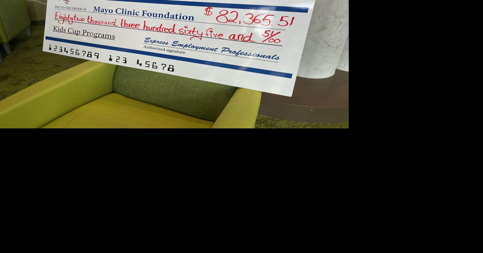 Mayo Clinic Children's Center receives check from 'Kid's Cup' | News ...