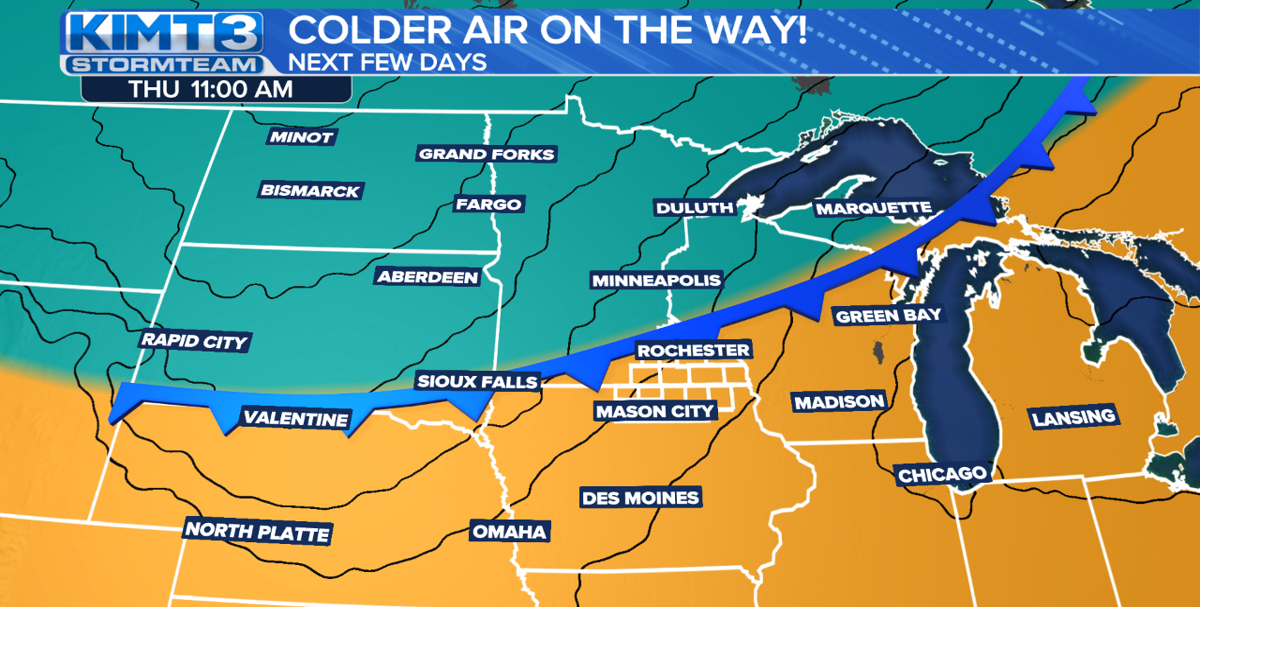 After a mild start to the week, cooler temperatures are on the way ...