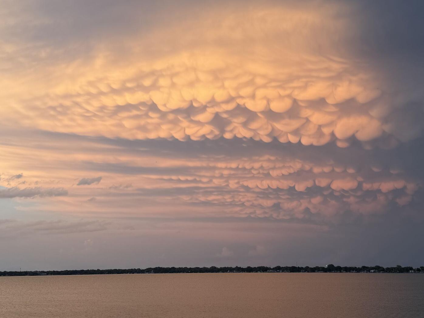 mammatus clouds over