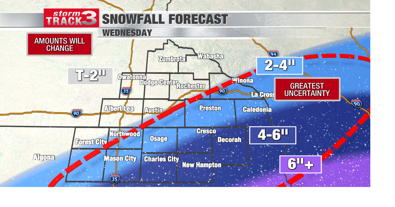 StormTrack 3: Sneaky snow Wednesday, staying cold | News | kimt.com