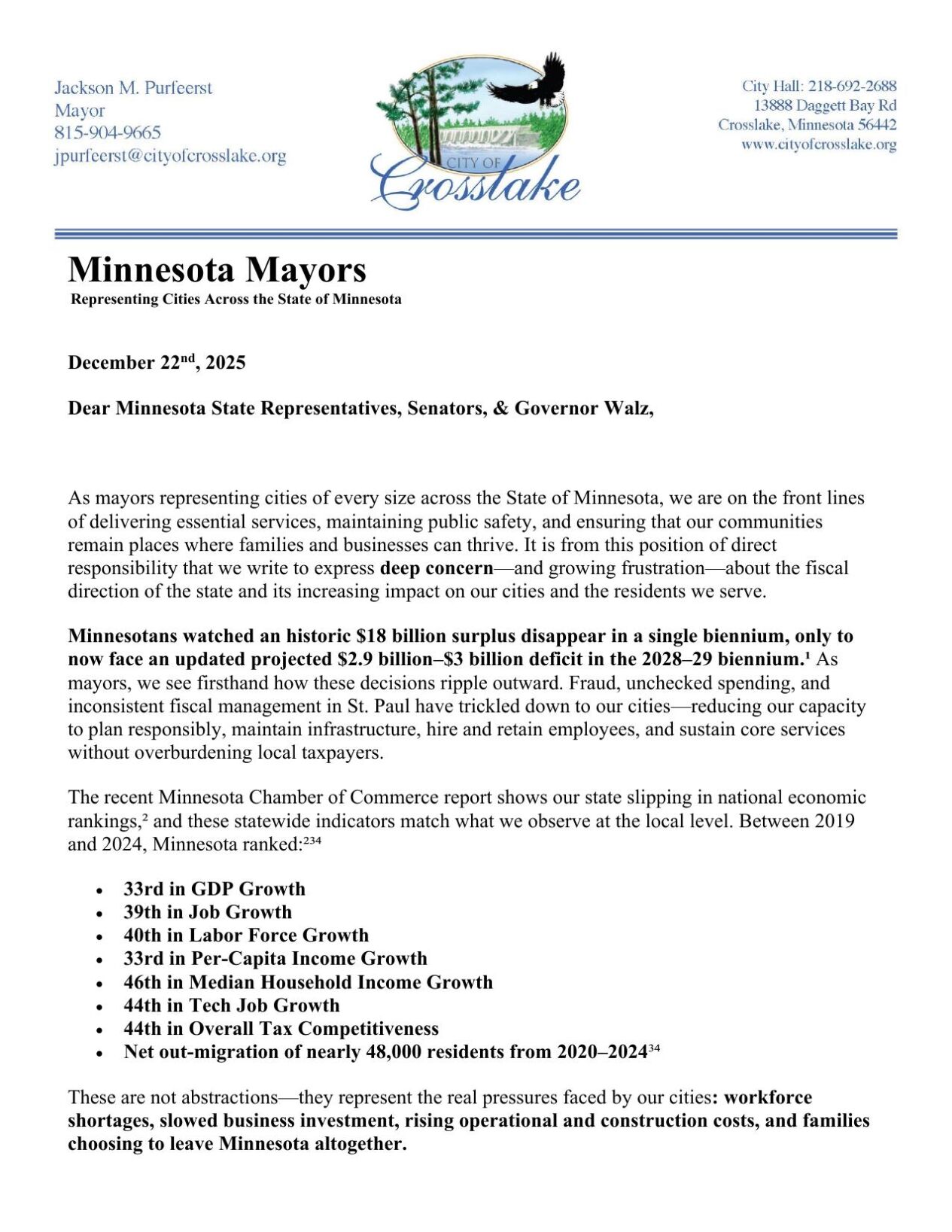 Almost 100 Minnesota mayors express concerns over state budget and ...