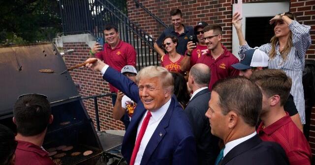 Trump stops at ISU fraternity on his way to Iowa-Iowa State football ...