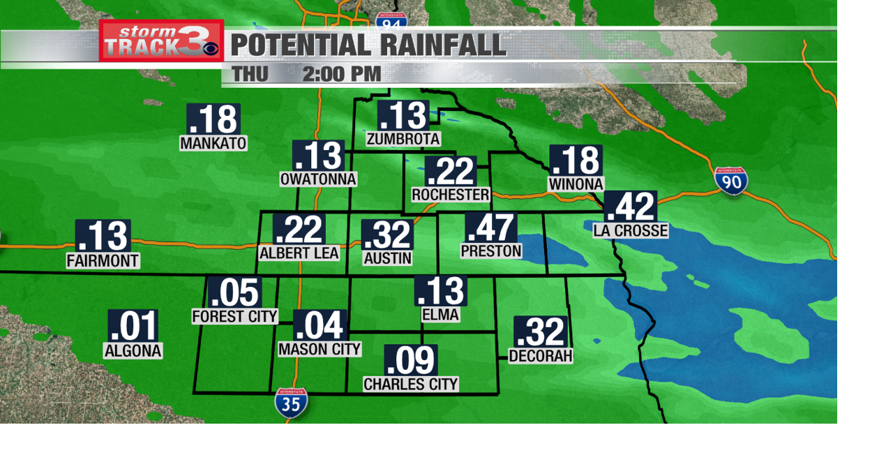 StormTrack 3: Spotty showers thru Thursday, warm weekend | News | kimt.com
