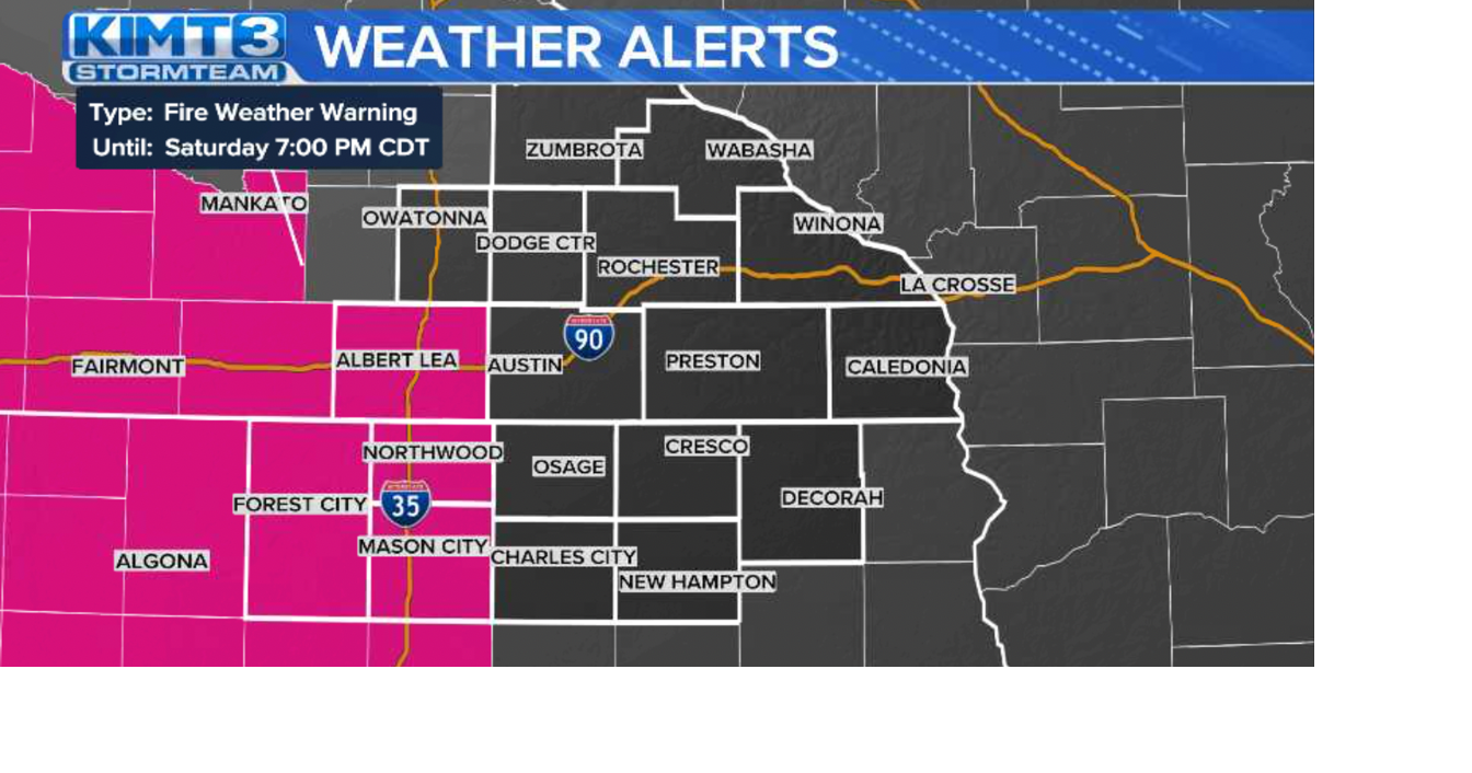 Red Flag Warning Issued Saturday For 16 Minnesota Counties Freeborn