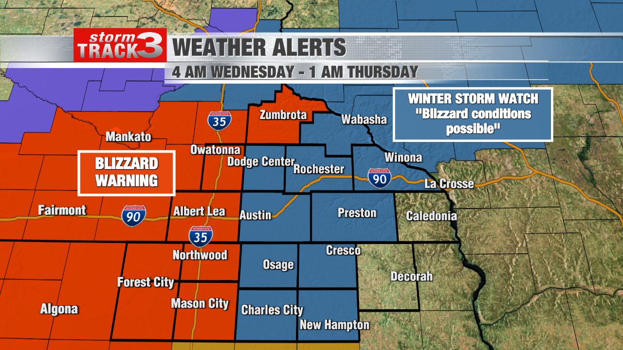 StormTrack 3: Nice Tuesday, blizzard Wednesday | News | kimt.com