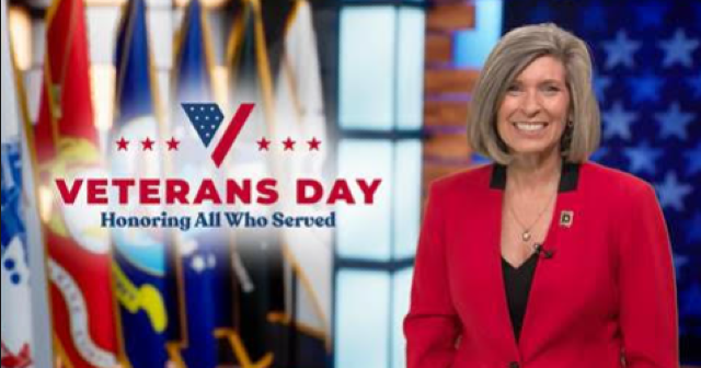 U.S. Senator Joni Ernst thanks her fellow veterans for their service ...