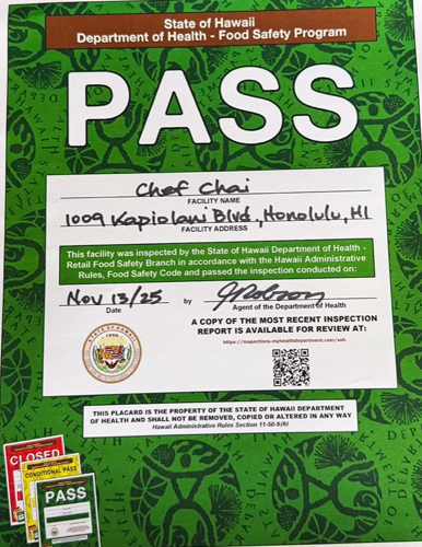 Chef Chai reopens after receiving valid food establishment permit ...