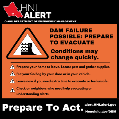 Evacuation warning for Haleiwa and Waialua due to possible Wahiawa Dam ...