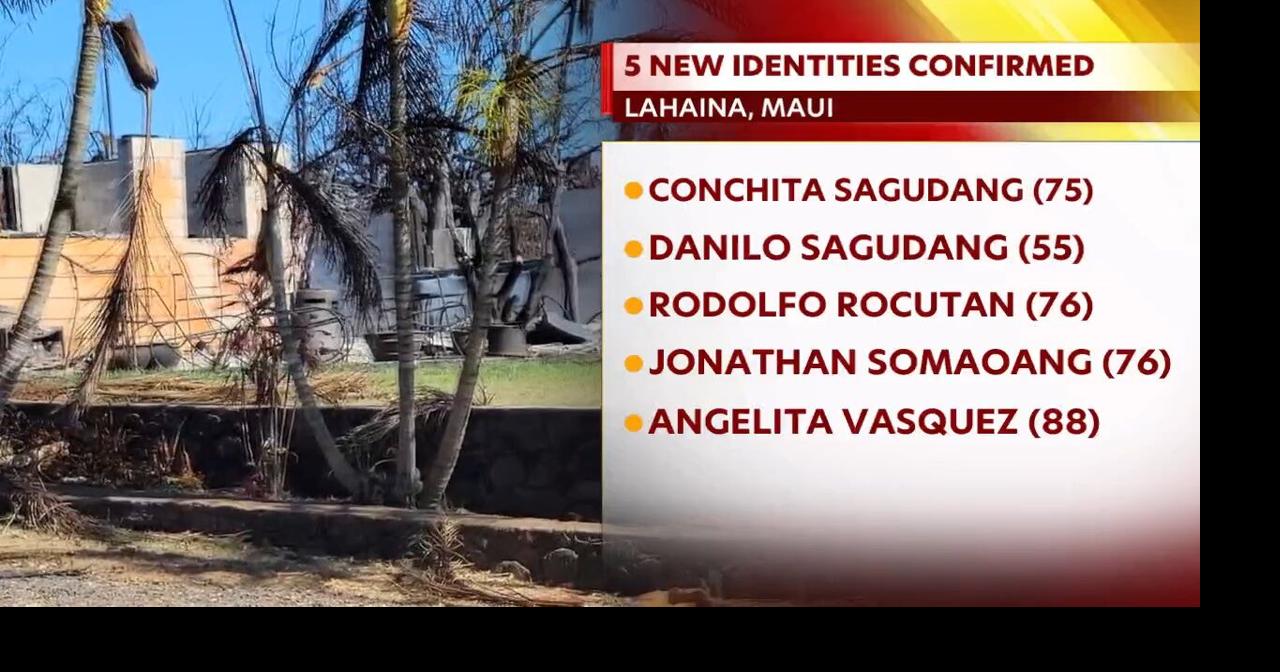 5 more Lahaina fire victims identified, death toll remains at 114 ...
