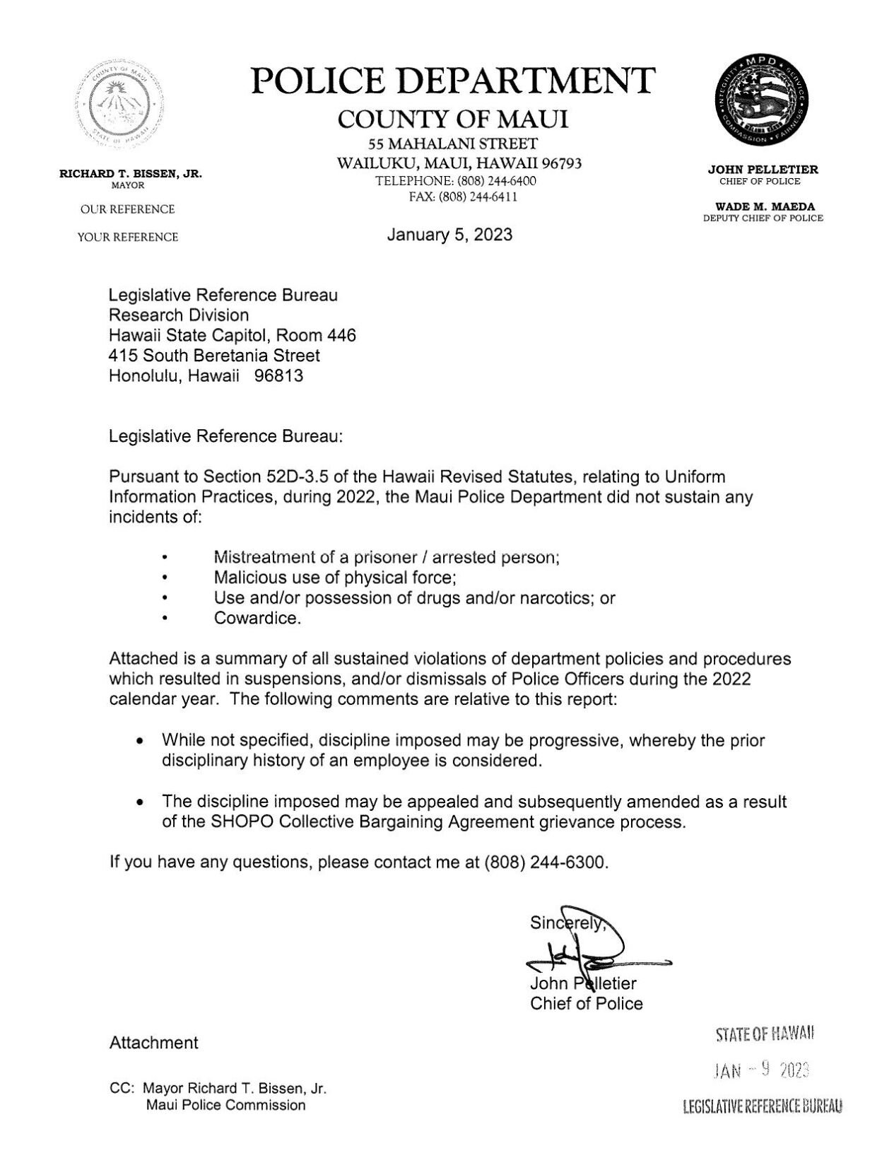 Maui Police Department releases 2022 Disciplinary Report | Local | kitv.com