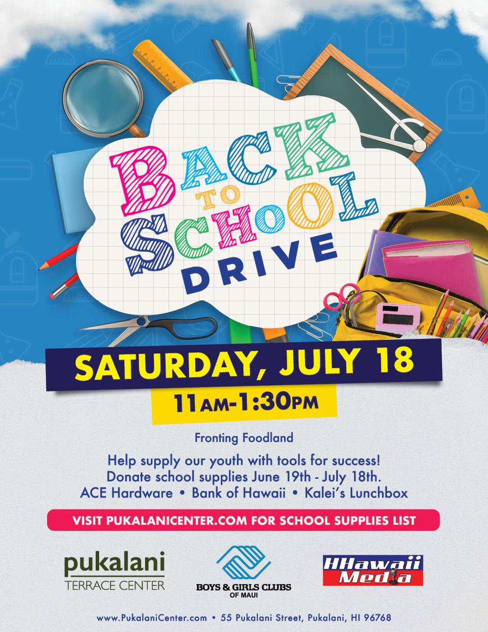Pukalani Terrace Center to host 5th Annual Back-to-School Drive | News ...
