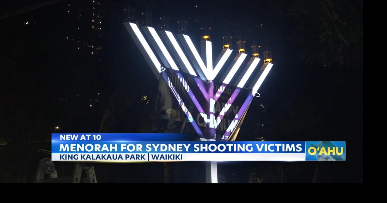 King Kalakaua Park menorah lighting ceremony in memory of Bondi Beach ...