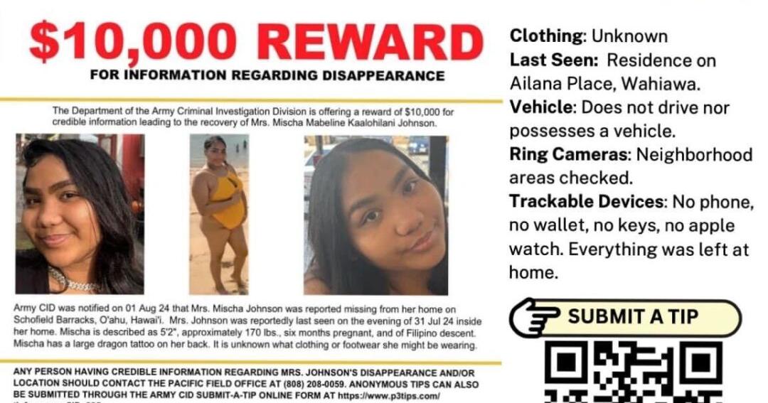 Mischa Johnson still missing 2 weeks after Schofield Barracks ...